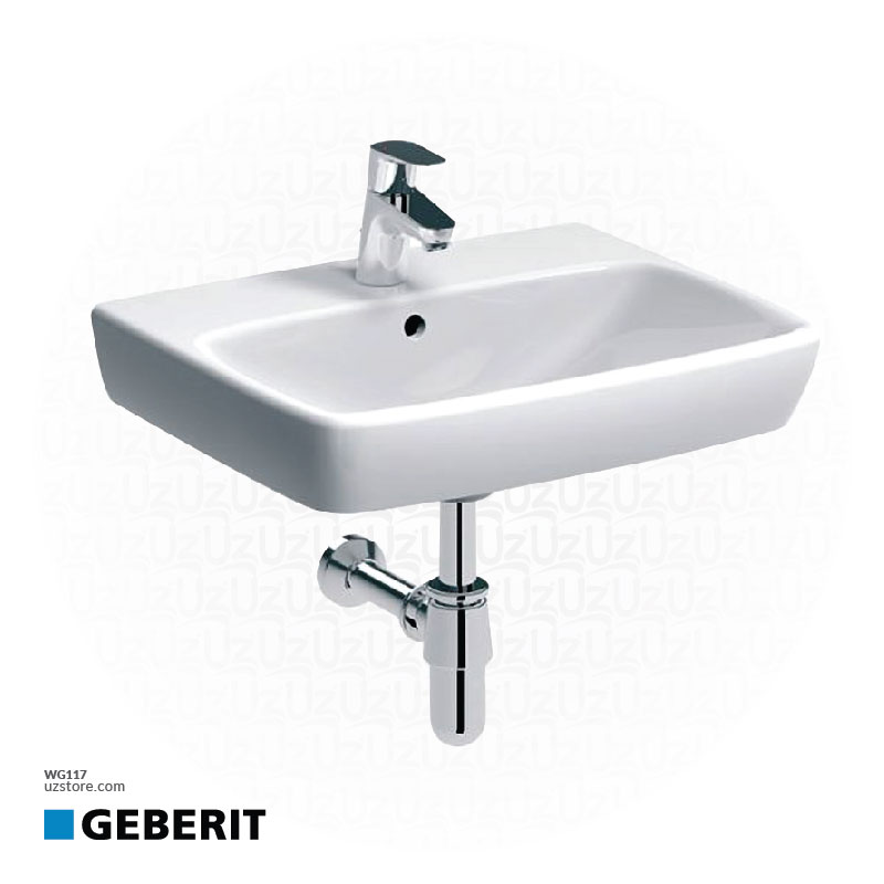 Geberit Abalona square wash basin 60cm + half pedestal white GB-500.300 ...